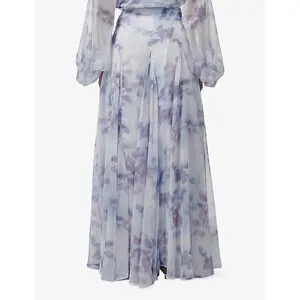 LEEM Floral-print High-rise Chiffon Maxi Skirt