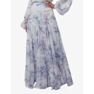LEEM Floral-print High-rise Chiffon Maxi Skirt