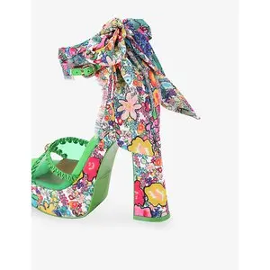 Kurt Geiger Woven Platform-heel Sandals With Tie Fastening