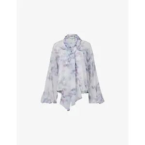 LEEM Floral-print Tie-neck Chiffon Blouse - Multi-coloured