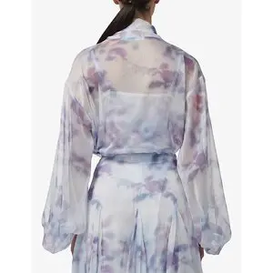LEEM Floral-print Tie-neck Chiffon Blouse