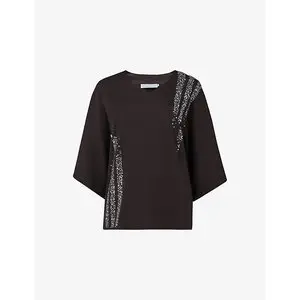 LEEM V-neck Embellished Cotton Top