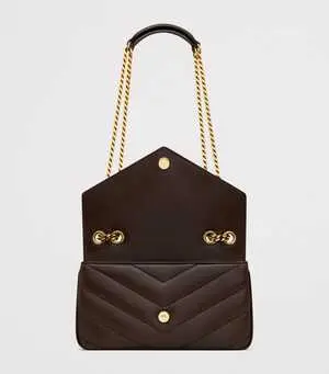 Saint Laurent Small Leather Loulou Shoulder Bag - Brown
