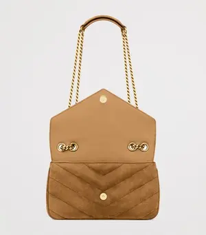 Saint Laurent Small Suede Loulou Shoulder Bag - Beige