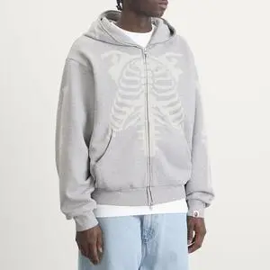 A BATHING APE Skeleton Shark Heavy Washed Zip Hoodie