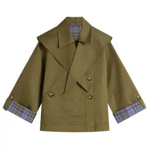 DAMSON MADDER Reversible Jerry Crop Trench Coat - Olive