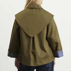 DAMSON MADDER Reversible Jerry Crop Trench Coat - Olive