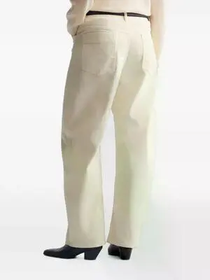 NILI LOTAN Stone Beige Cotton Wide-leg Trousers