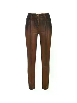 Elisabetta Franchi Cigarette Jeans With Laminated Effect - Brown