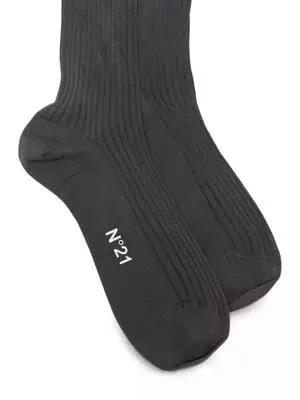 N°21 Ribbed-knit Logo-print Socks