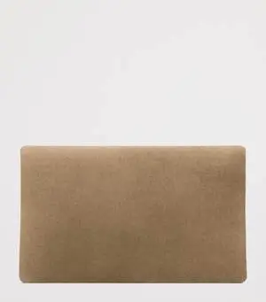 Saint Laurent Large Suede Cassandre Envelope Pouch - Grey