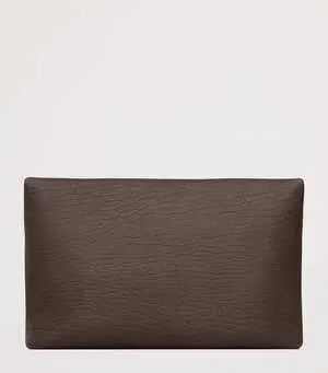 Saint Laurent Large Leather Cassandre Envelope Clutch Bag - Brown