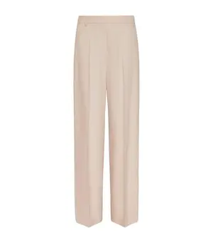Max Mara Virgin Wool-blend Straight Trousers - Nude
