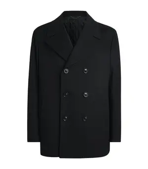 Canali Wool-cashmere Pea Coat - Black