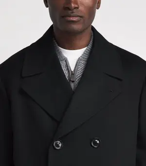 Canali Double-breasted Wool-cashmere Pea Coat