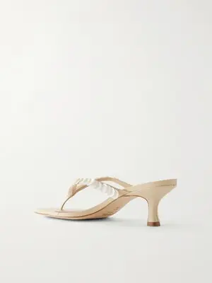 Staud Freja 60 Paillette Embellished Leather Thong Sandals