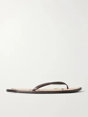 Staud Fish Leather And Raffia Sandals - Brown