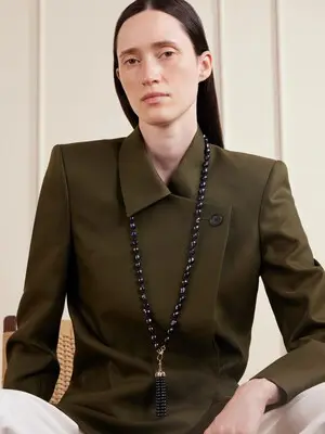 LUCY DELIUS 14 Karat Gold, Diamond And Pearl Tasseled Necklace