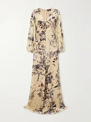 Etro Printed Floral-jacquard Maxi Dress - Neutrals