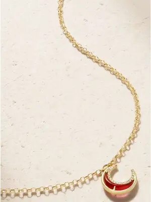 L'ATELIER NAWBAR 18-karat Gold Garnet And Diamond Necklace - Red