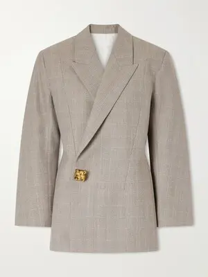 Bottega Veneta Prince Of Wales Wool Blazer - Gray