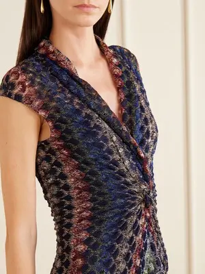 Missoni Gathered Striped Crochet-knit Maxi Dress