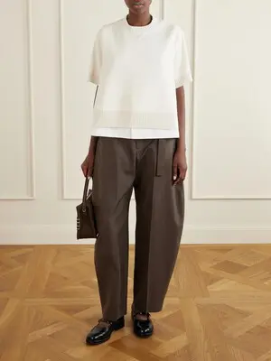 Sacai Pleated Belted Wide-leg Twill Trousers