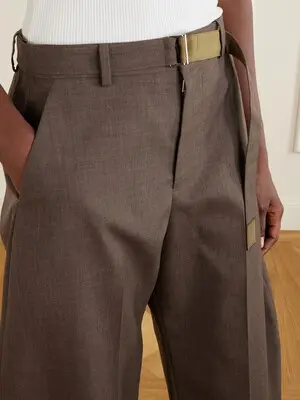 Sacai Pleated Belted Wide-leg Twill Trousers