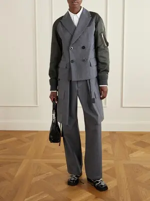 Sacai Belted Wide-leg Pleated Cargo Pants