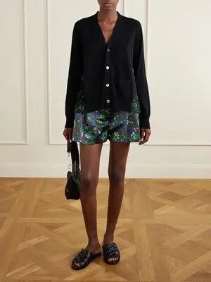 Sacai Floral-print Satin Shorts