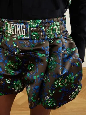 Sacai Floral-print Satin Shorts