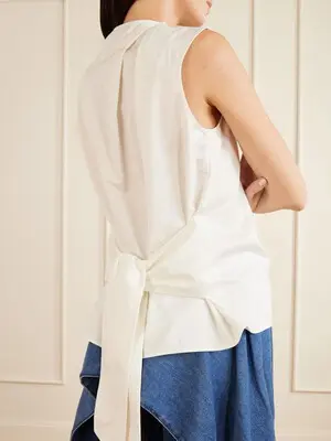 JW Anderson Tie-detailed Cotton Top - Neutrals