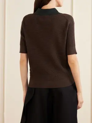 JW Anderson Cotton-blend Polo Shirt With Contrast Collar - Brown