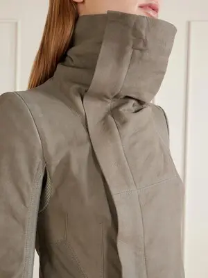 Rick Owens Virgin Wool-trimmed Suede Biker Jacket