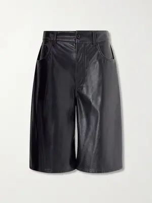 MAISON MARGIELA Leather-effect Knee-length Shorts - Black