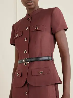SELF-PORTRAIT Belted Peplum Midi Dress