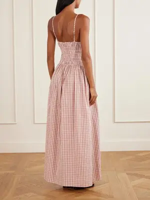 Faithfull The Brand Laia Checked Cotton Maxi Dress