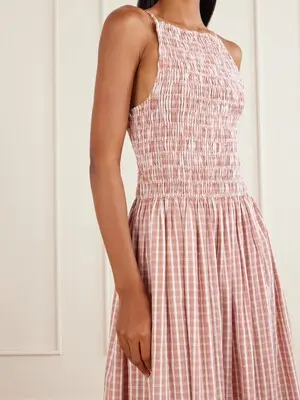 Faithfull The Brand Laia Checked Cotton Maxi Dress