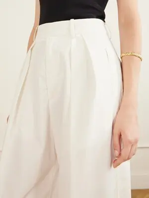 KALLMEYER Joel Pleated Cotton-poplin Wide-leg Trousers