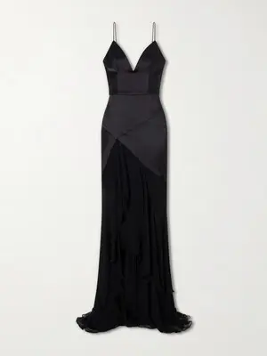 Alex Perry Paneled Silk-satin And Georgette Gown