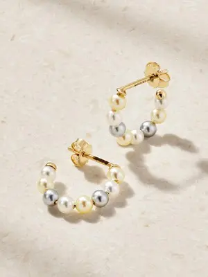 Mizuki 14-karat Pearl Hoop Earrings - Gold