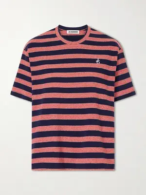 JIL SANDER Loogo-embroidered Striped Cotton T-shirt - Blue