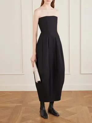Khaite Stela" Strapless Wool And Silk-blend Midi Dress