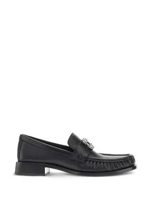 ROGER VIVIER Viv Moc Strass Embellished Leather Loafers