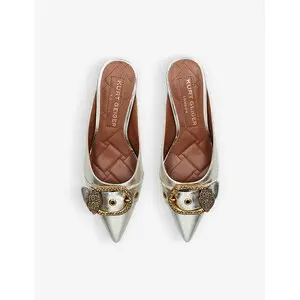Kurt Geiger Mayfair Buckle-embellished Leather Heeled Mules