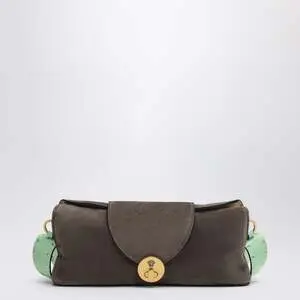 Versace Vivian Pouch In Taupe/mint Suede - Brown