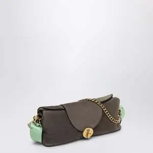 Versace Vivian Pouch In Taupe/mint Suede - Brown