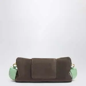 Versace Vivian Pouch In Taupe/mint Suede - Brown