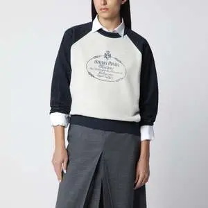 Prada Cotton Crewneck Sweatshirt With Embroidered Logo - White