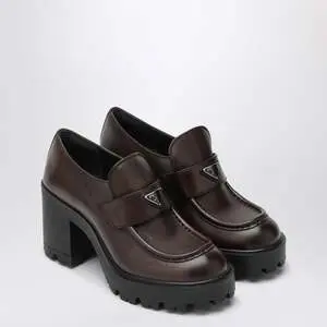 Prada Brown Platform Heeled Loafers